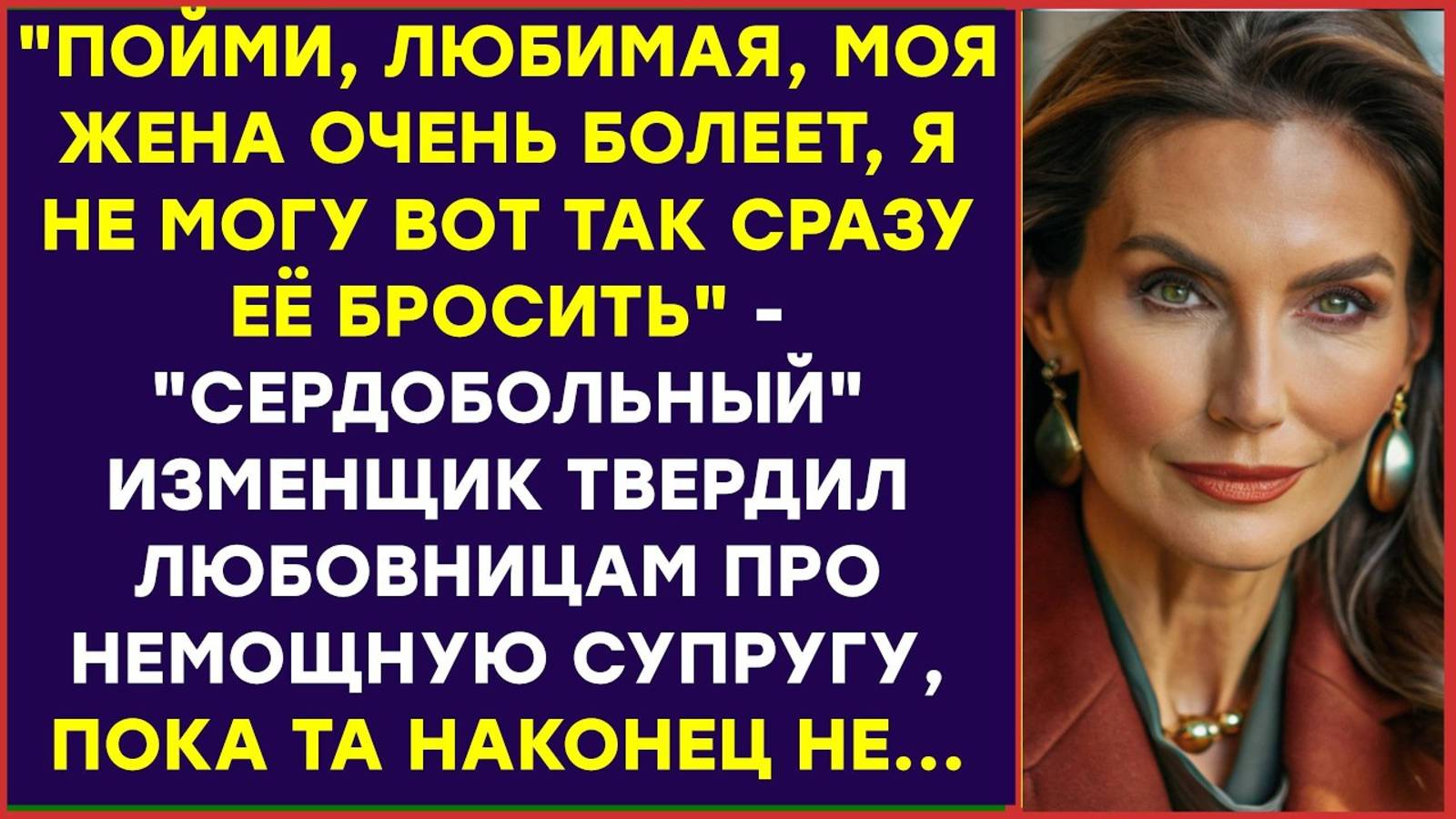 Измена мужа. ПОЙМИ, МОЯ ЖЕНА ОЧЕНЬ БОЛЕЕТ, Я НЕ МОГУ ВОТ ТАК СРАЗУ ЕЁ БРОСИТЬ