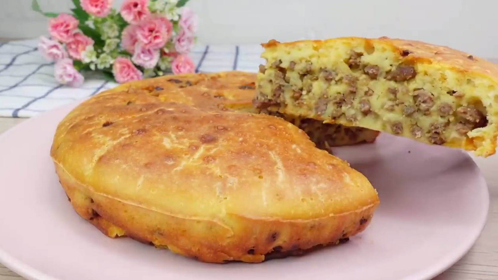 Пирог с мясом | Пирог с фаршем | Заливной пирог - с говяжьим фаршем