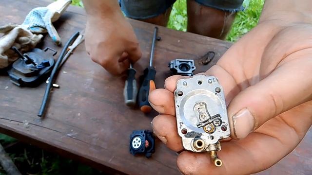 разборка и сборка карбюратора триммер бензокосилки засорился карбюратор бензокосилка плохо работает