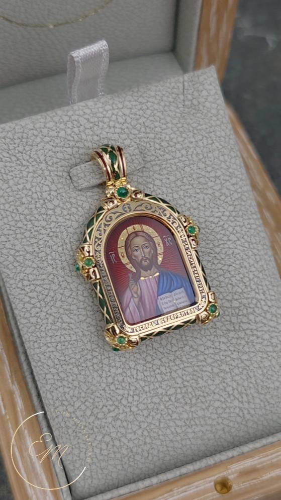 Нательная икона Господа Вседержителя и Казанской Богоматери