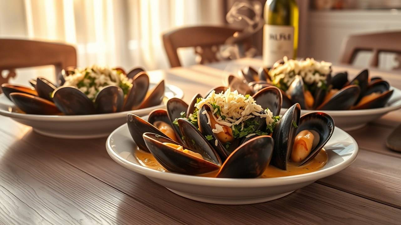 Любовь с первого укуса: Мидии, покрытые бархатным сырным соусом!