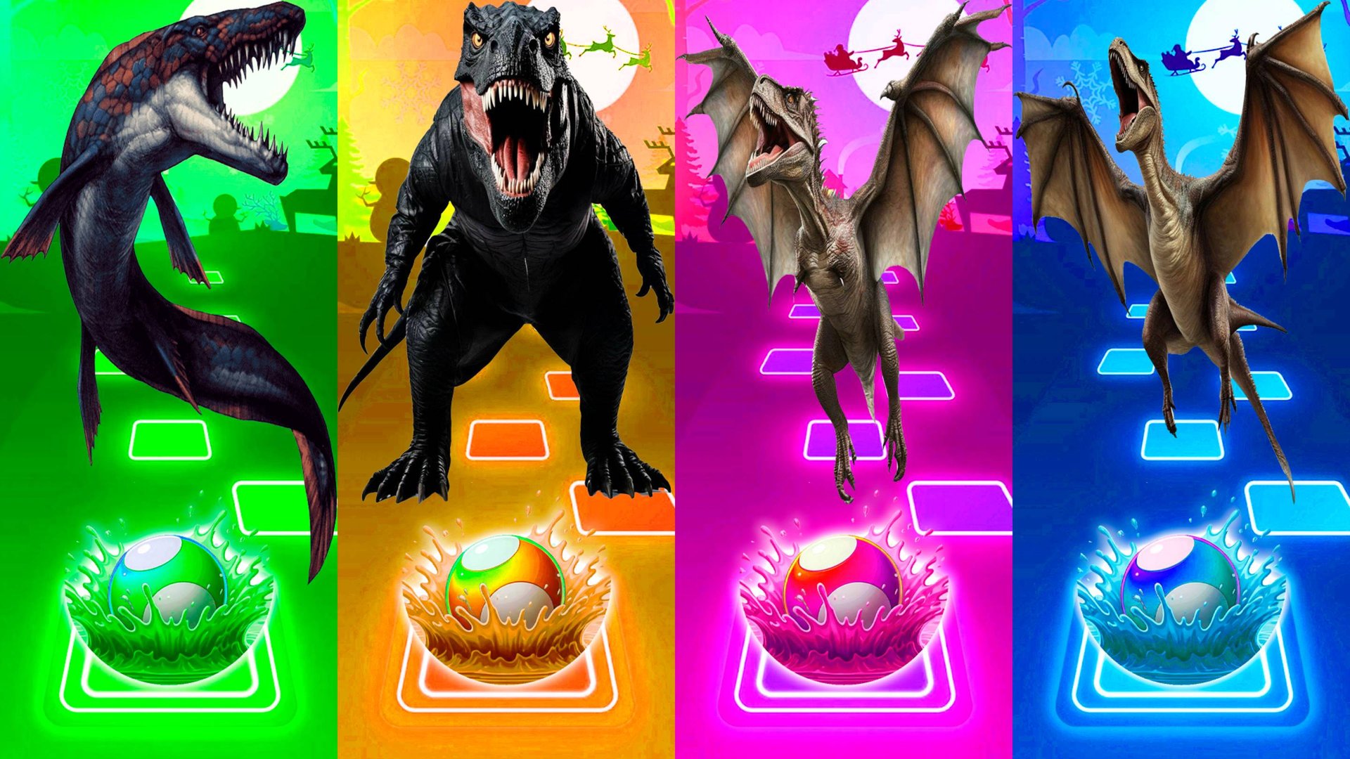 ПЛАВАЮЩИЕ ДИНОЗАВРЫ VS ЛЕТАЮЩИХ ДИНОЗАВРОВ | МУЛЬТФИЛЬМЫ ДИНОЗАВРЫ в Tiles Hop 50 серия