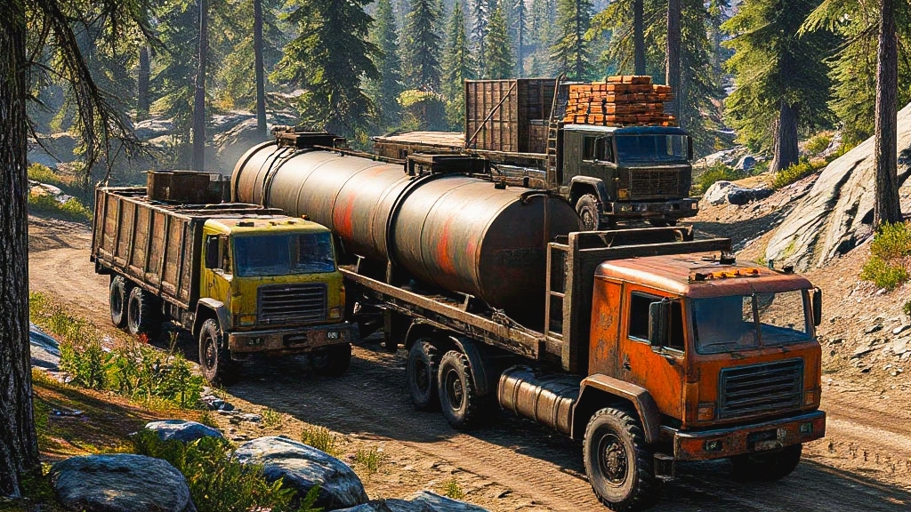 snowrunner контракт - дело труба 1 часть доставка топлива, металл балок, кирпичей на завод