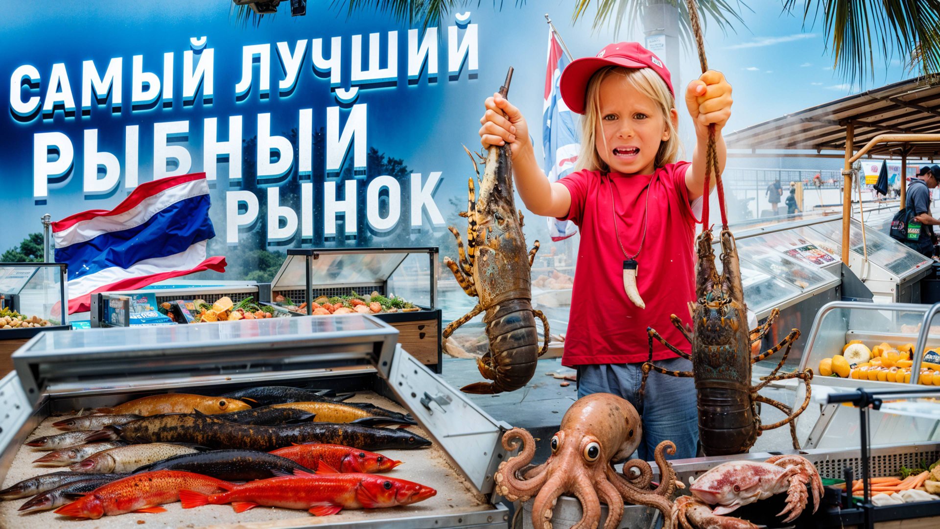 Рыбный Рынок на Пхукете. Живые Осьминоги. Поймал Рыбу Руками. Реакция Людей.