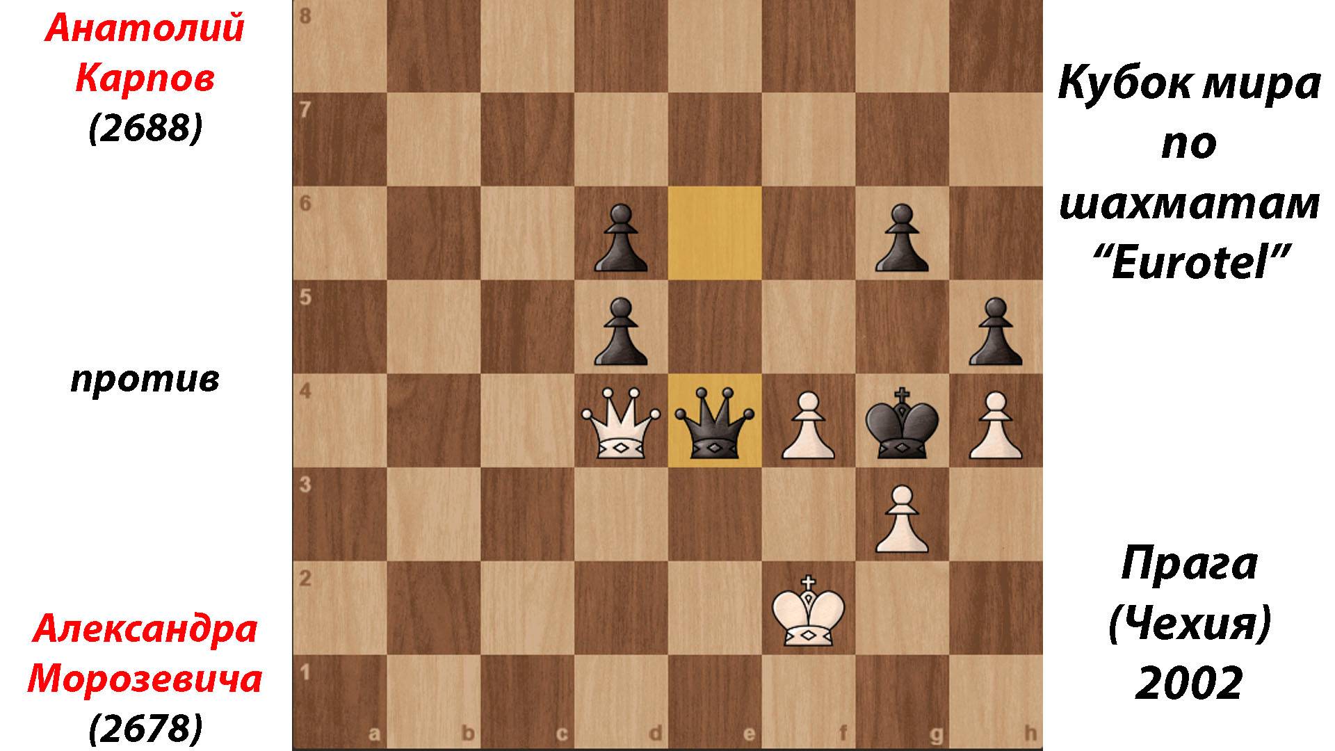 Анатолий Карпов против Александра Морозевича. Кубок мира по шахматам "Eurotel", Прага (Чехия), 2002