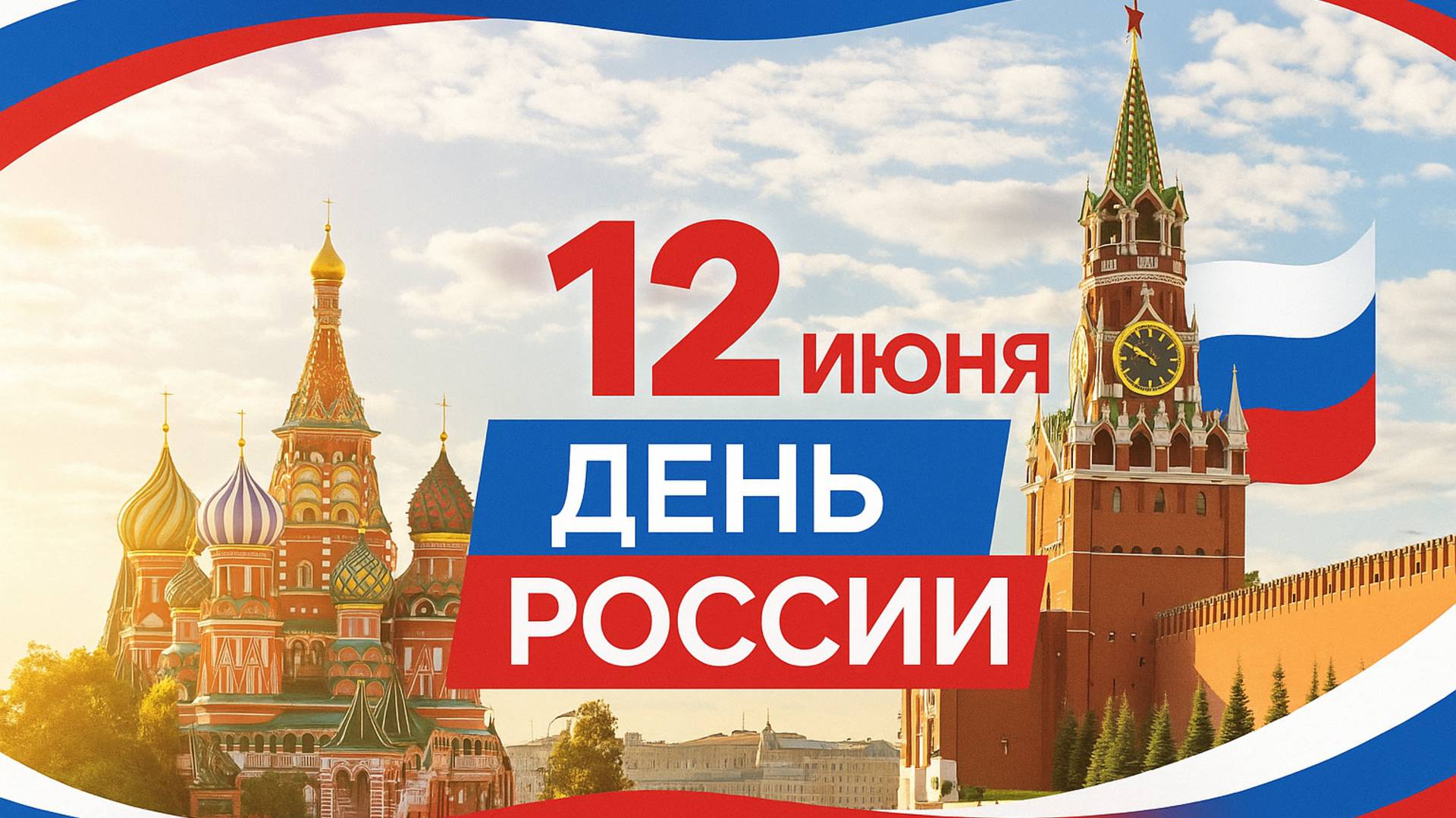 С Днем России🎈🇷🇺! 12 июня. Очень красивое поздравление с Днем России. Открытка с Днем России!