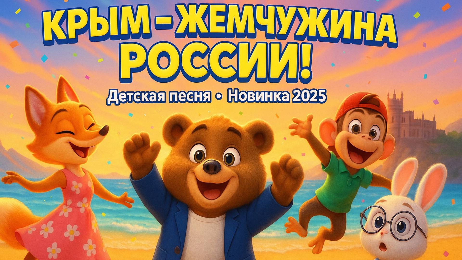 🎵 КРЫМ - ЖЕМЧУЖИНА РОССИИ | Новая детская песня 2025 | Мультфильм для детей
