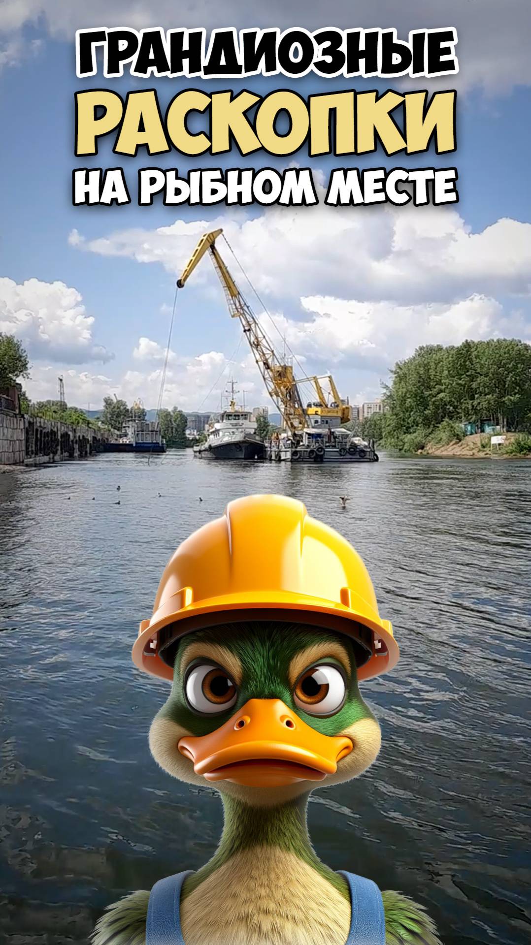 Раскопки на рыбном месте и пернатый прораб 😀