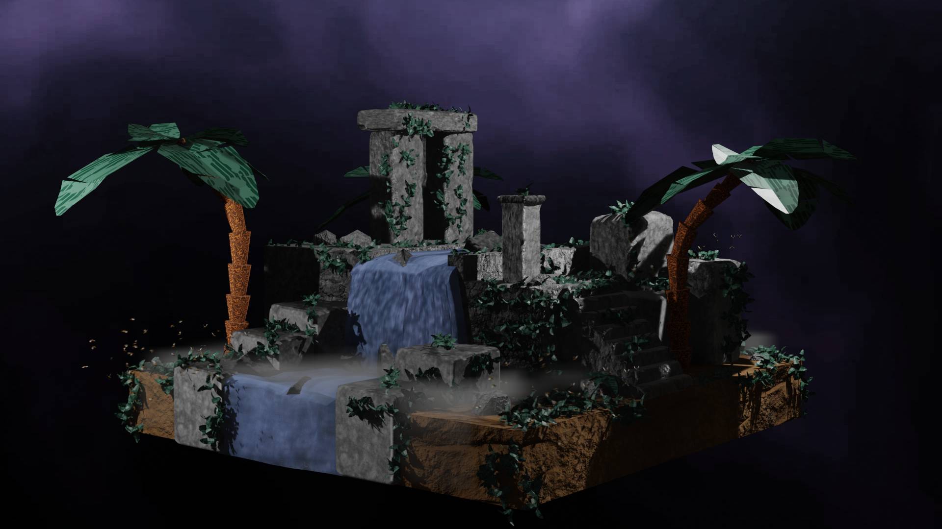 Руины сделанные по уроку от Polygon Runway (Blender, учебный проект)