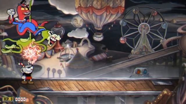 Прохождение Cuphead (Чернильный остров II) (1 босс) Клоун Беппи "Луна-парк"