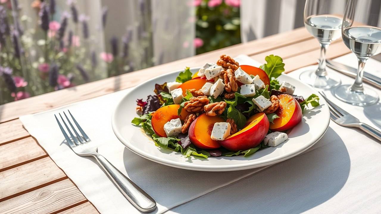 Лето на тарелке: освежающий Салат с Персиками, который покорит всех с первого кусочка!