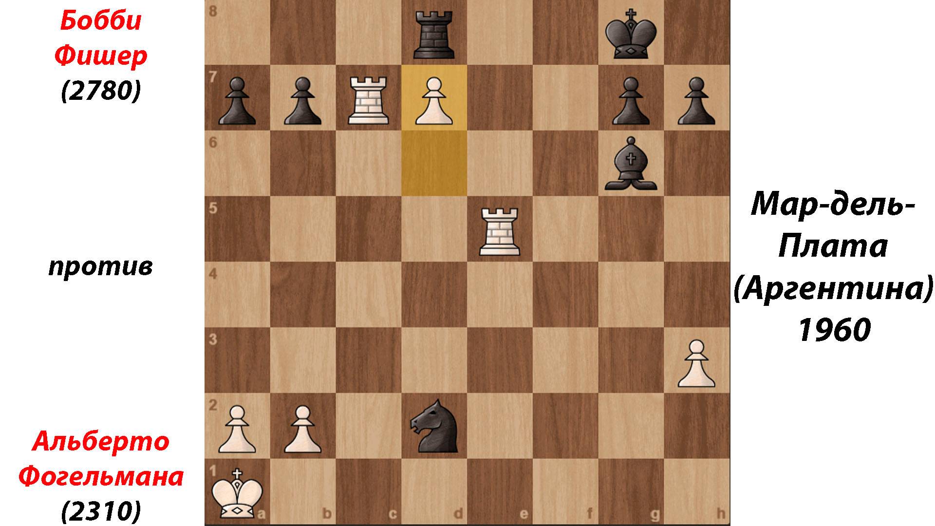 Бобби Фишер против  Альберто Фогельмана, Мар-дель-Плата (Аргентина), 1960.