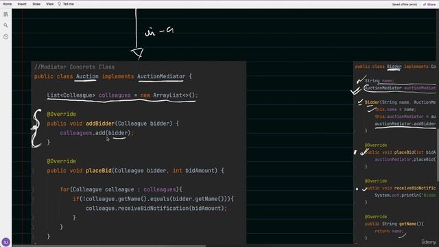 31. Mediator Design Pattern with Online Auction Example