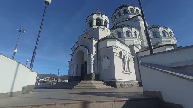 Храм не рукотворного образа Христа спасителя. Сириус. Красная поляна, Сочи. Новый Год.