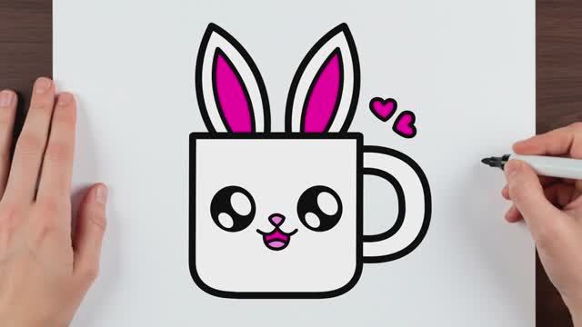 КАК НАРИСОВАТЬ КРУЖКУ КАВАИЙНОГО КРОЛИКА
