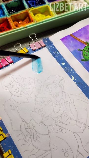 Очень много далматинцев от Дисней🐶#tiktok #shorts #art #gouache #lizbet