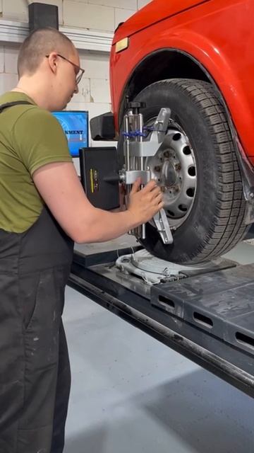 Тест стенда развал-схождения - установка датчиков