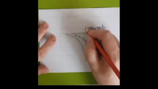 Рисуем пейзаж дорога в деревню, карандашом,легко и просто