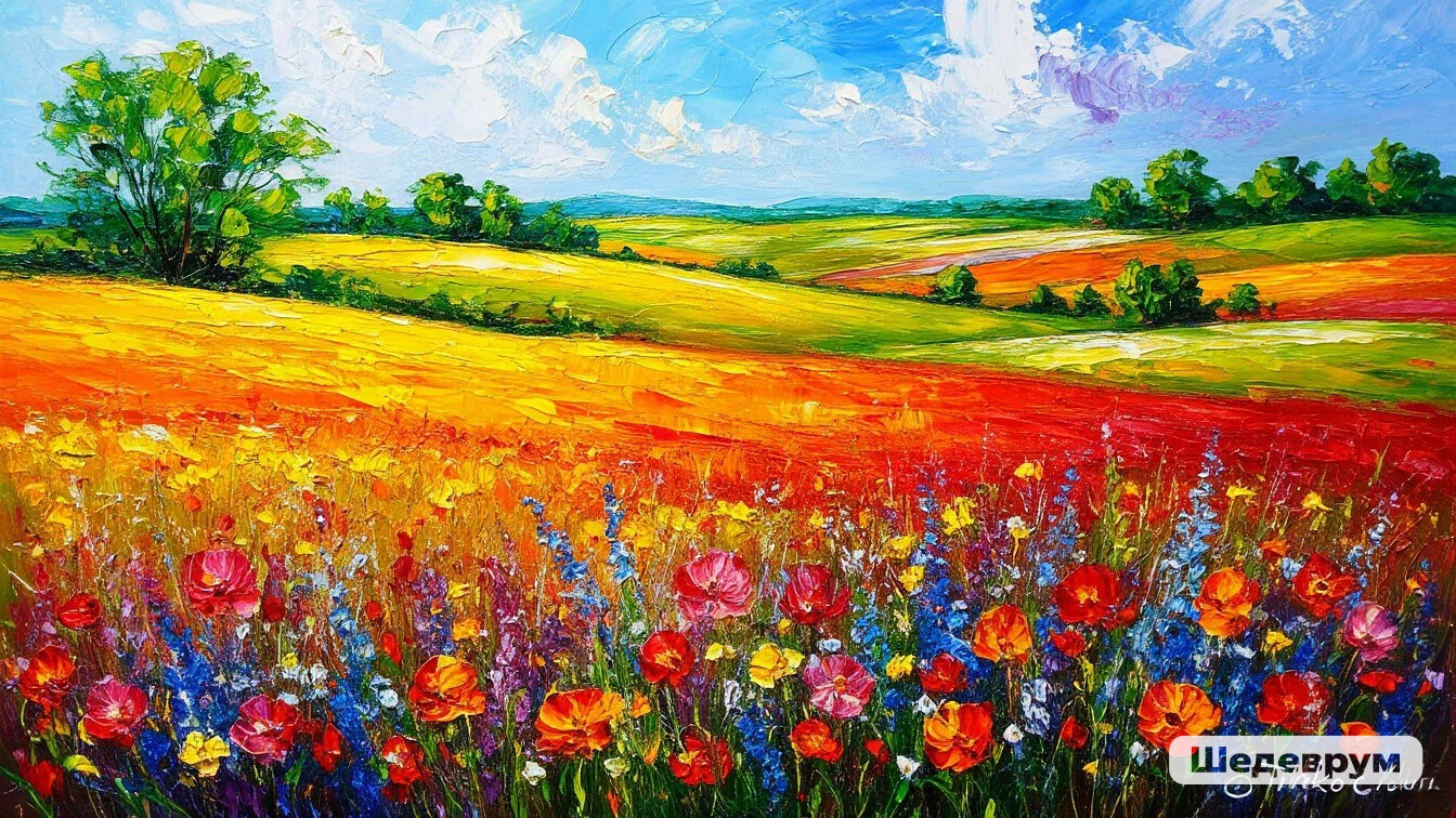 Классика. Бескрайние поля. Цветы