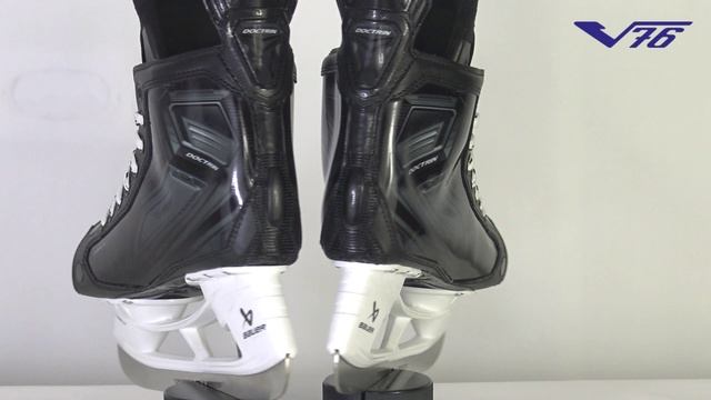Хоккейные коньки DOCTRIN V76 в серо-черном варианте на стаканах POWER FLY- размеры в наличии. Акция!