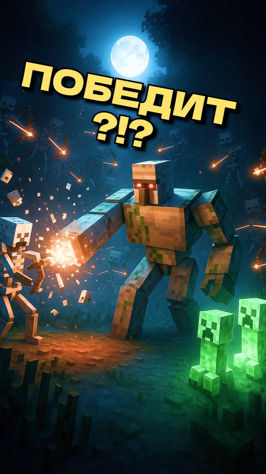 Cказка на ночь | Майнкрафт видео: Голем победит скелетов ?!