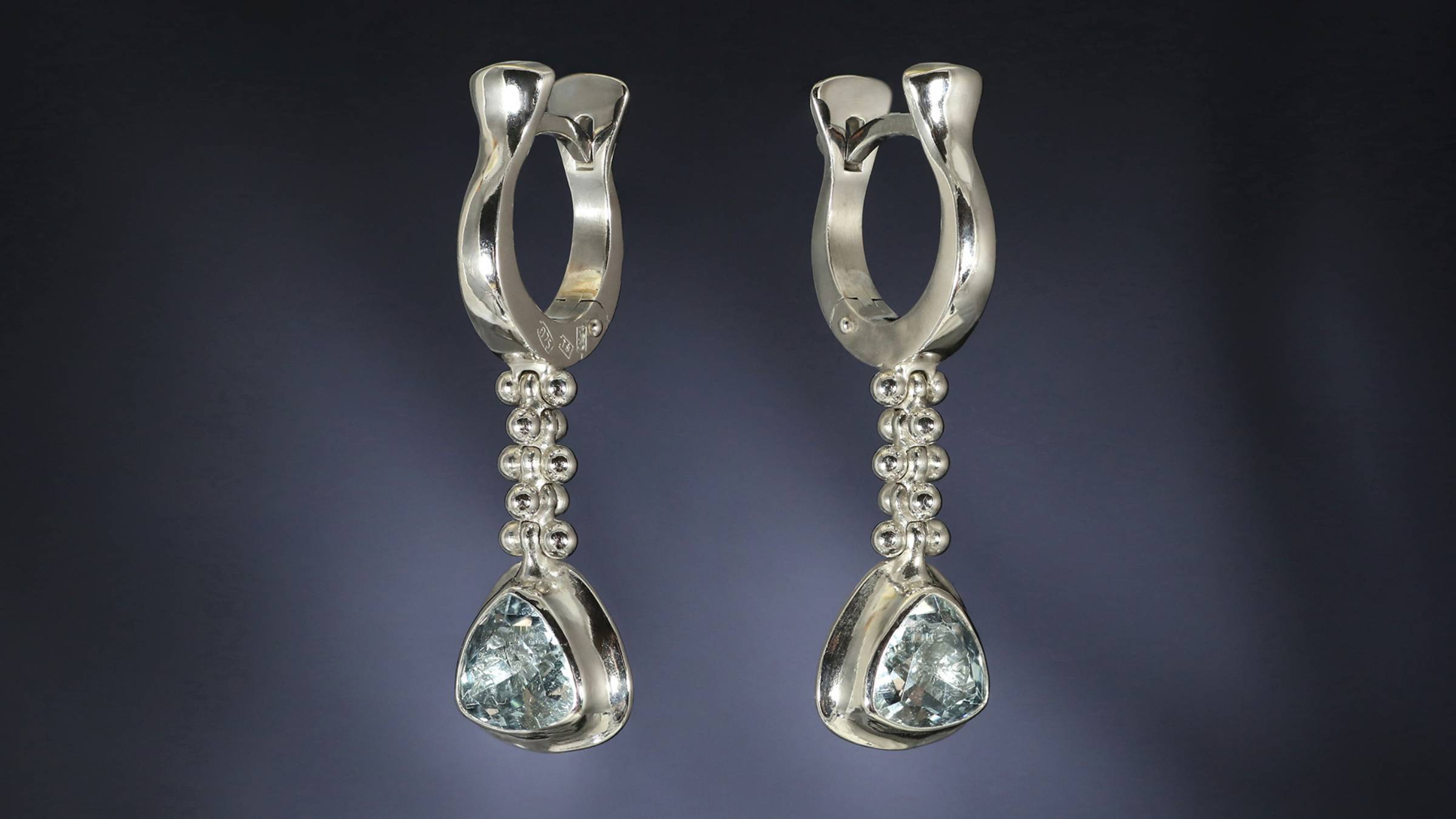 Серьги с голубым топазом