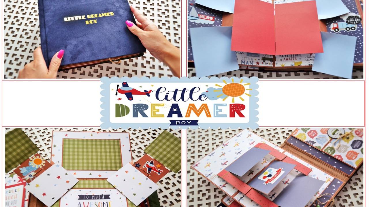 СКРАПБУКИНГ / ФОТОАЛЬБОМ СВОИМИ РУКАМИ / "LITTLE DREAMER BOY" /  ПОП АП КОНСТРУКЦИИ