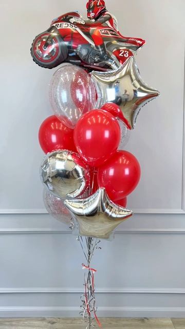 Набор с шарами с конфетти "Мотогонщик" для мальчика