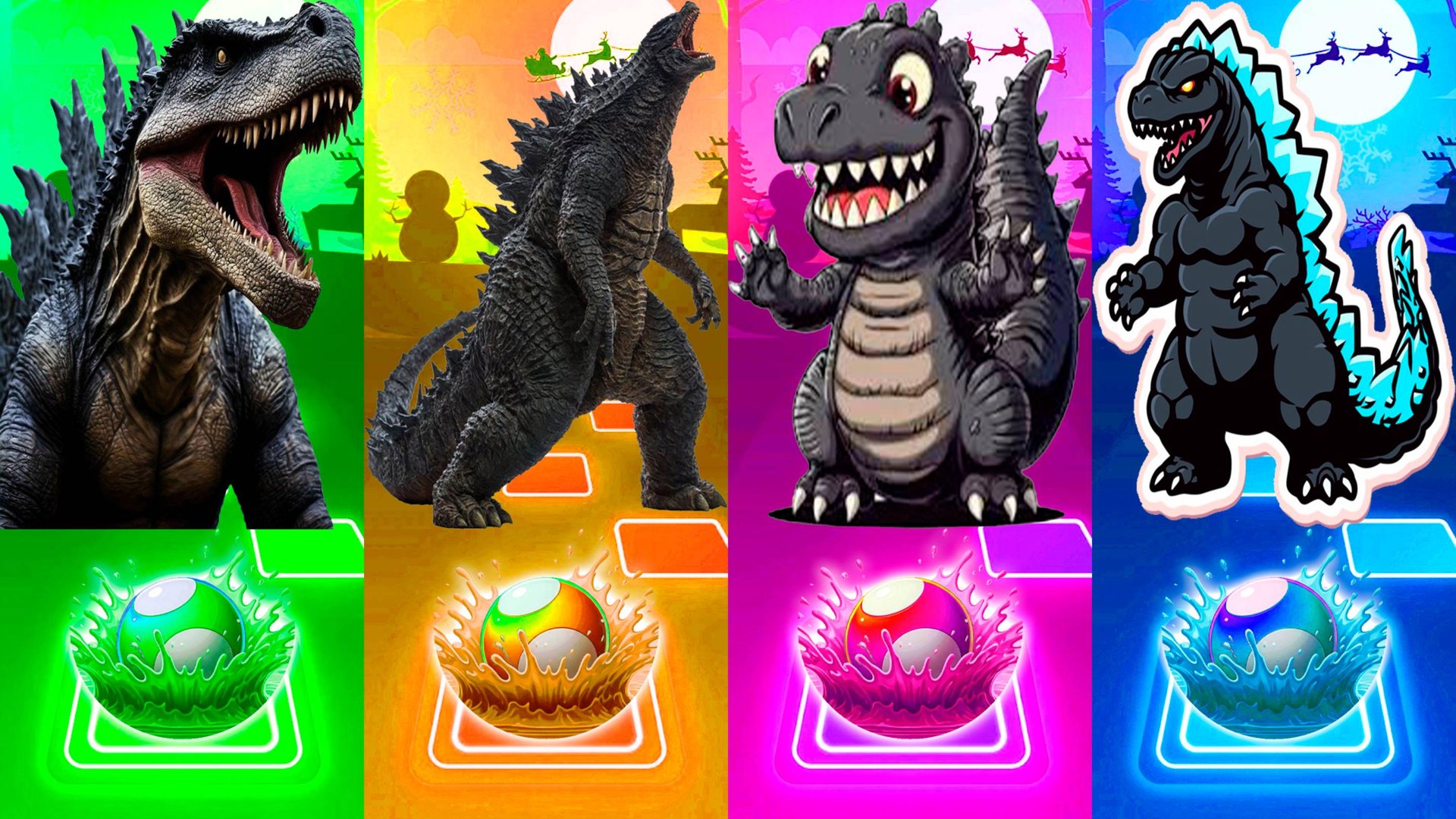 ГОДЗИЛЛЫ Динозавры - Мультики про Динозавров | МУЛЬТФИЛЬМЫ ДИНОЗАВРЫ в Tiles Hop 68 серия