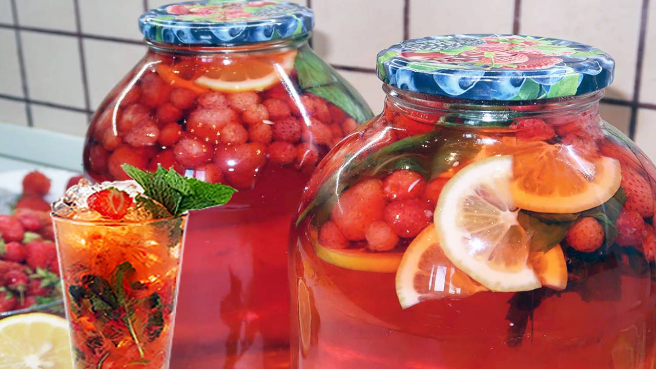 Клубничный Мохито На Зиму. Ароматный И Освежающий Компот Из Клубники С Лимоном И Мятой