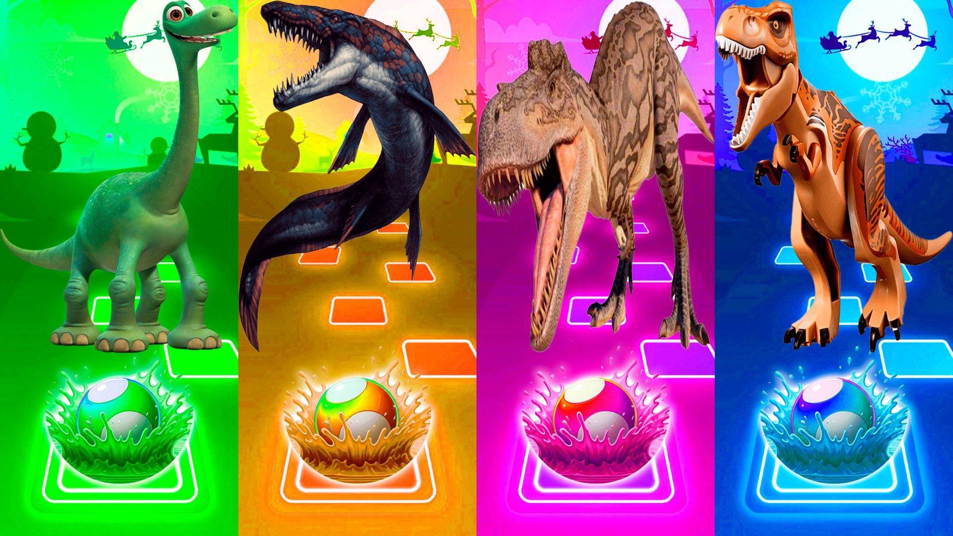 ДОБРЫЙ ДИНОЗАВР - Мультики про Динозавров | МУЛЬТФИЛЬМЫ ДИНОЗАВРЫ в Tiles Hop 74 серия