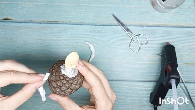 Лесовичок, ватная игрушка из шишки. Делаем каркас