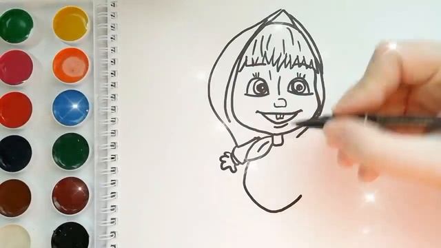 Раскраска МАША И МЕДВЕДЬ. Мультик-раскраска. Учим цвета.