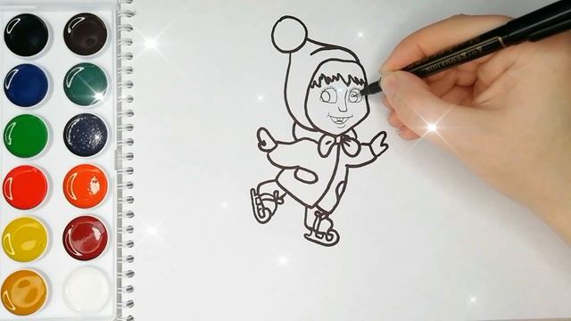 Раскраска для детей МАША И МЕДВЕДЬ. МАША. Мультик-раскраска. Учим цвета.