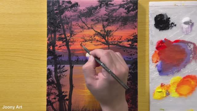 Рисуем закат над озером с Joony Art
