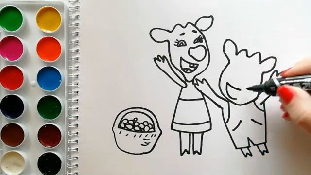 Раскраска для детей ОРАНЖЕВАЯ КОРОВА. Мультик-раскраска. Учим цвета.