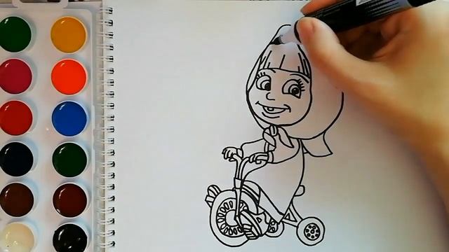 Раскраска для детей. МАША И МЕДВЕДЬ. МАША. Мультик - раскраска. Учим цвета.(Урок рисования!)