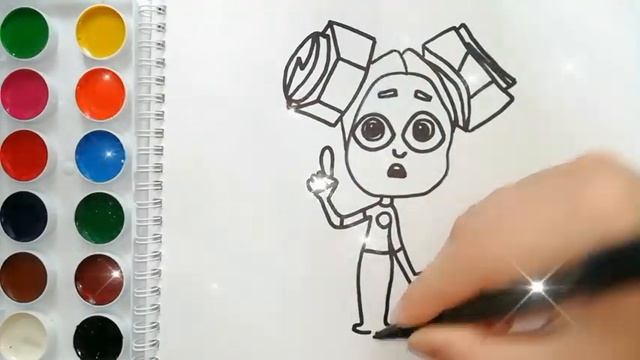 Раскраска для детей ФИКСИКИ. ШПУЛЯ. Мультик-раскраска. Учим цвета.