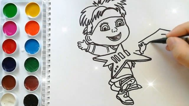 Раскраска для детей МАША И МЕДВЕДЬ. МАША. Мультик-раскраска. Учим цвета.