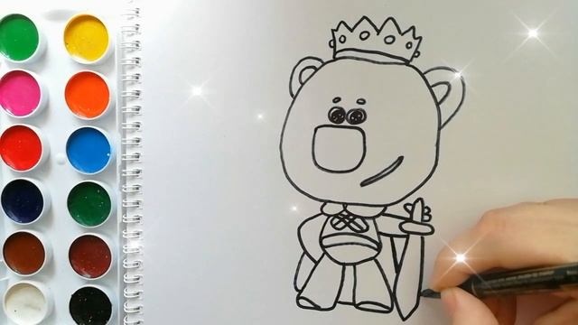 Раскраска для детей МИ-МИ-МИШКИ. ТУЧКА. Мультик-раскраска. Учим цвета.