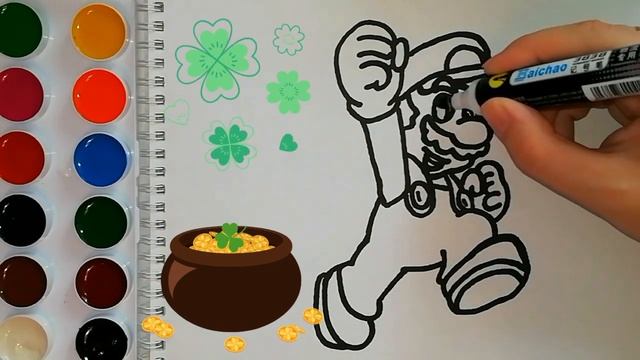 Раскраска для детей. МАРИО ИГРА. MARIO GAME. Мультик-раскраска. Учим цвета.