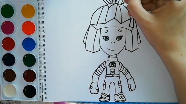 Фиксики. Симка. Мультик-раскраска. Учим цвета.