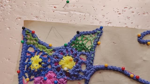 Тунисская сеточка крючком Путанка