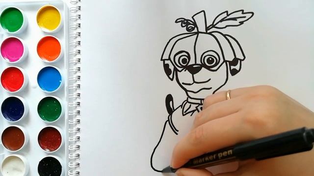 Раскраска для детей ЩЕНЯЧИЙ ПАТРУЛЬ /МАРШАЛ /МЕГАЩЕНКИ. Мультик-раскраска. Учим цвета.