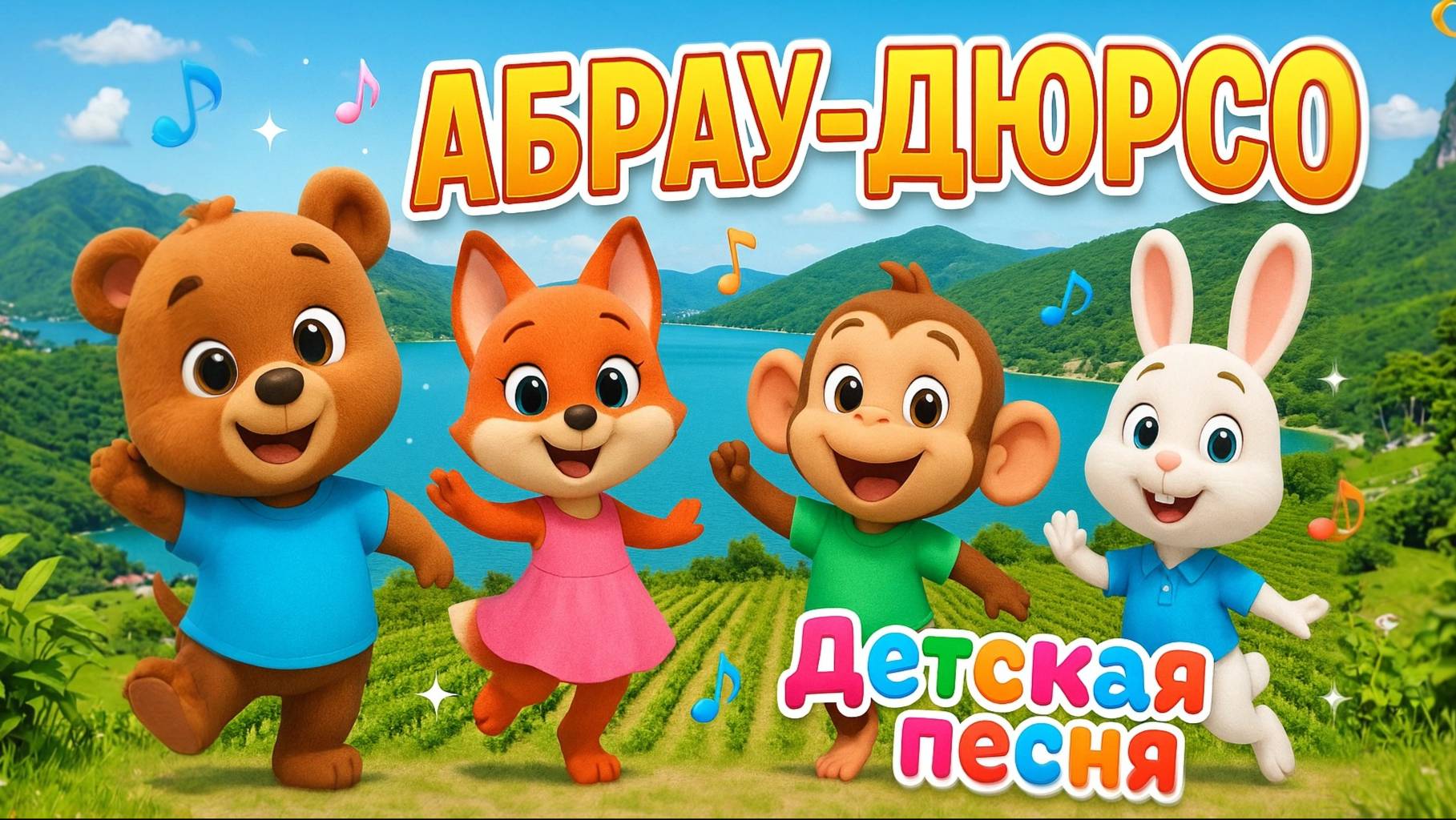 🎵 АБРАУ-ДЮРСО - Детская Песня | Веселые Зверята Поют и Танцуют! 🐻🦊 Мультик для Детей