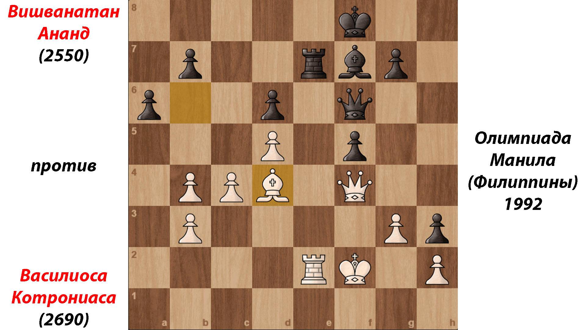Вишванатан Ананд против Василиоса Котрониаса. Олимпиада в Маниле (Филиппины), 1992.