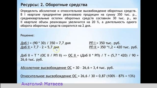 Урок 4 - Оборотные средства - Решение задач