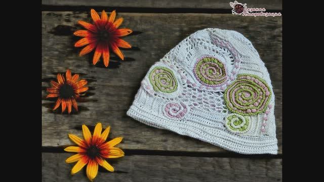 Летняя шапка  фриформ крючком