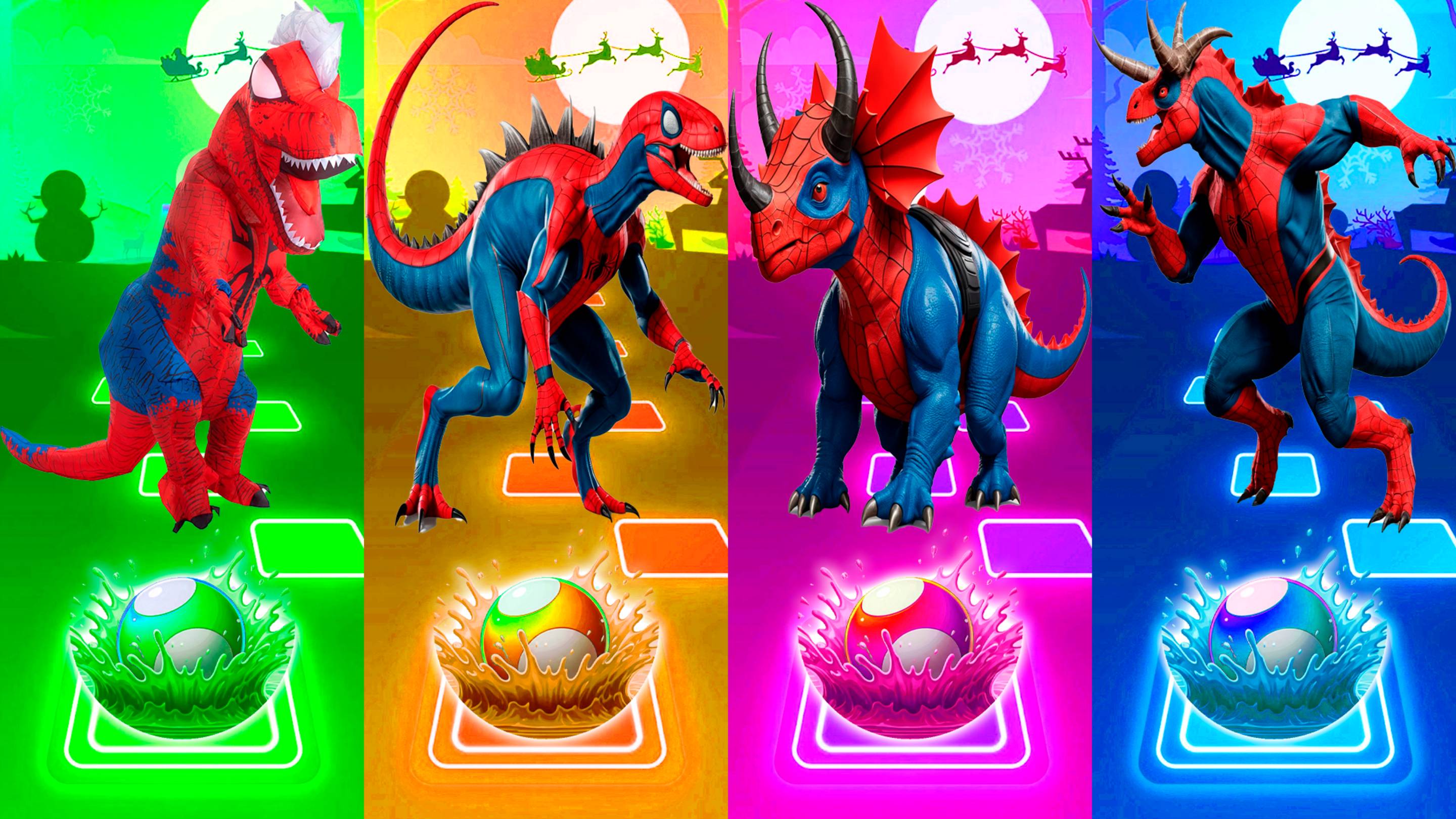 ДИНОЗАВРЫ ЧЕЛОВЕКИ ПАУКИ - Мультики про Динозавров | МУЛЬТФИЛЬМЫ ДИНОЗАВРЫ в Tiles Hop 75 серия