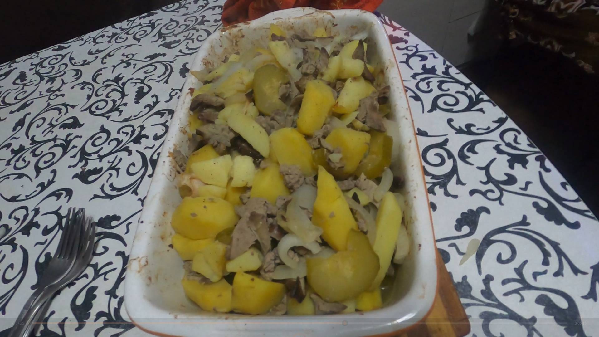 ПЕЧЕНЬ, ТУШЕННАЯ С КАРТОФЕЛЕМ